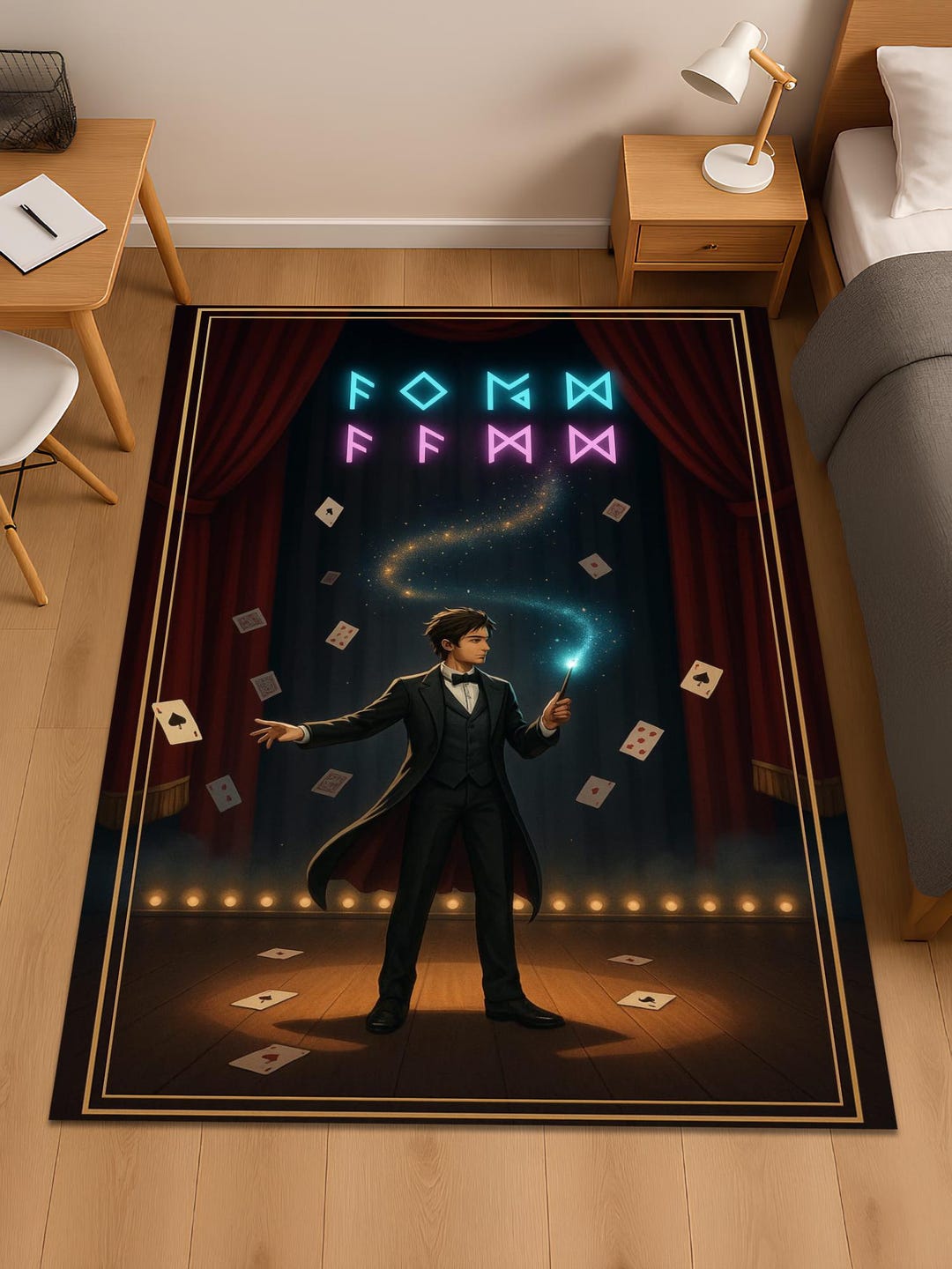 Magician Stage Art Rug With Fantasy Magic Theme – Wizard Show Carpet ...