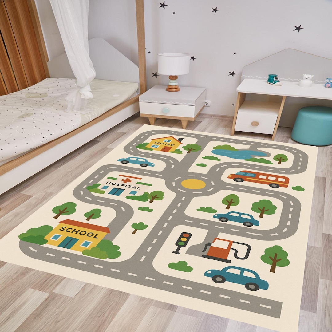 City Road Map Play Rug: Educational Kids Activity Mat - Etsy
