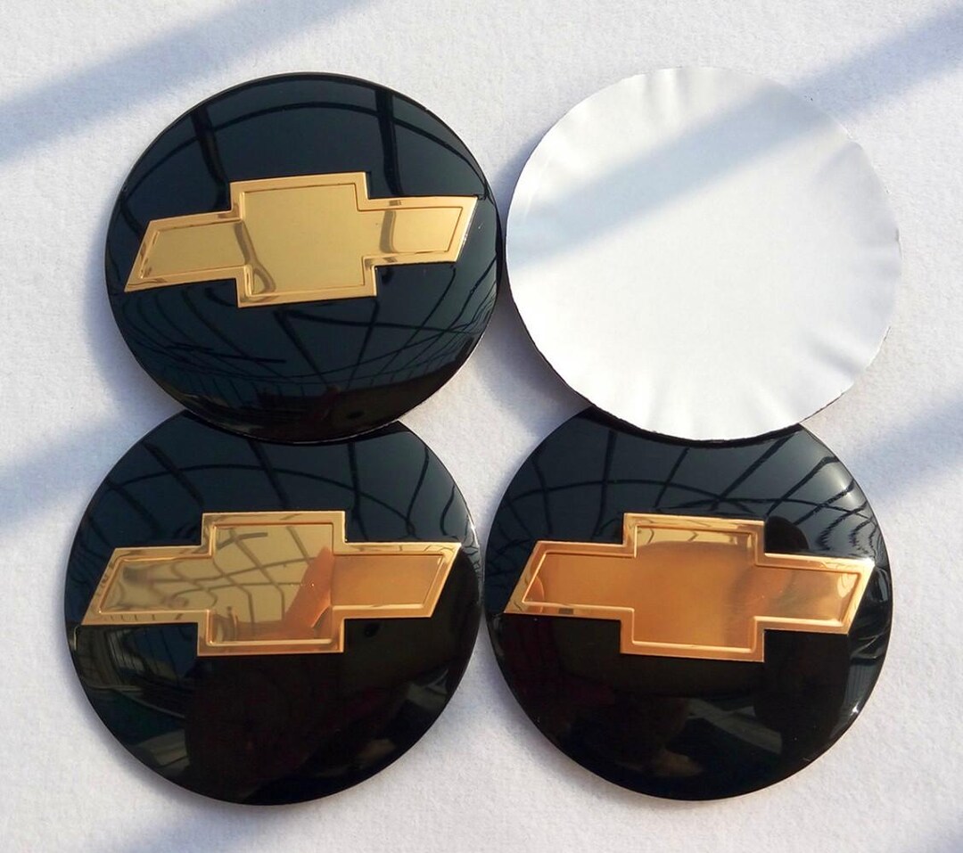 Set of 4 Pcs Black Wheel Center Stickers 56MM for Chevy Logo Chevrolet ...