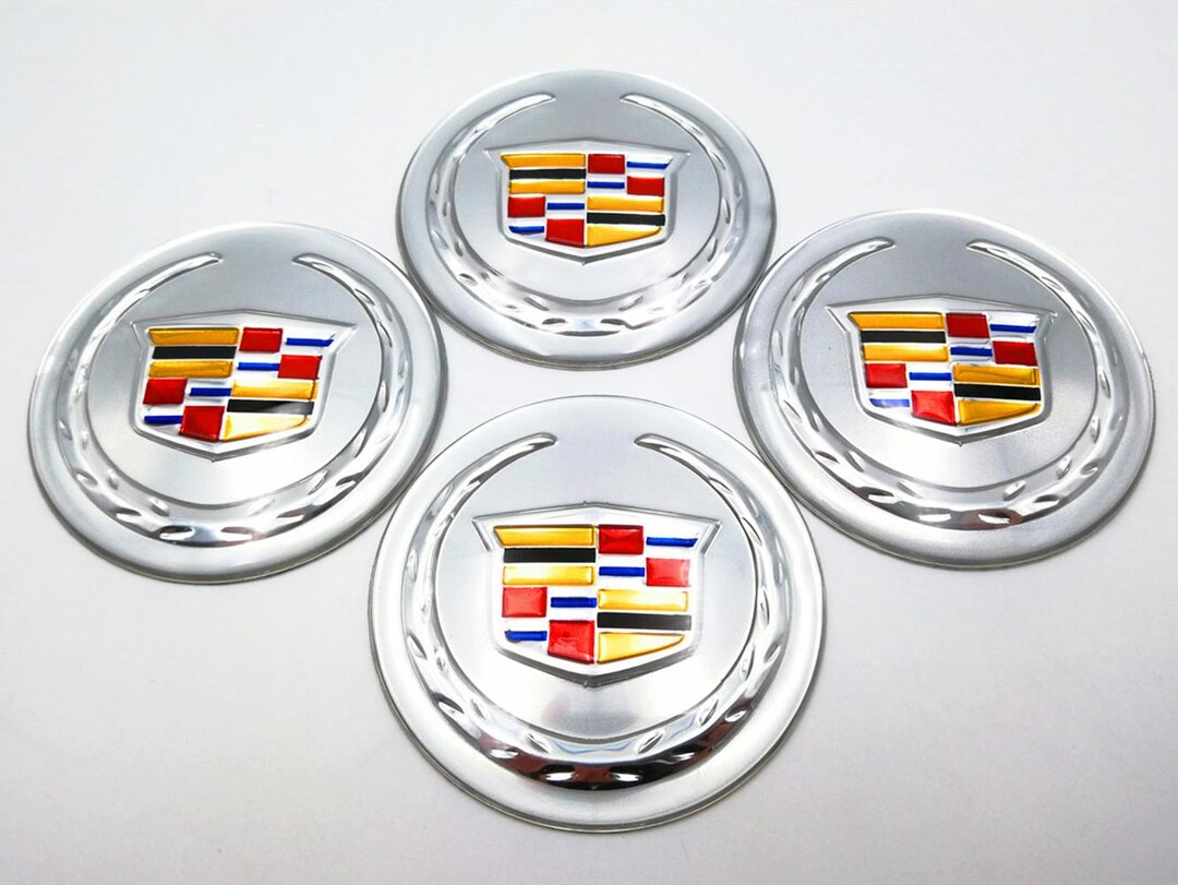 Set of 4 Silver Wheel Center Stickers 65MM for Cadillac - Car ...