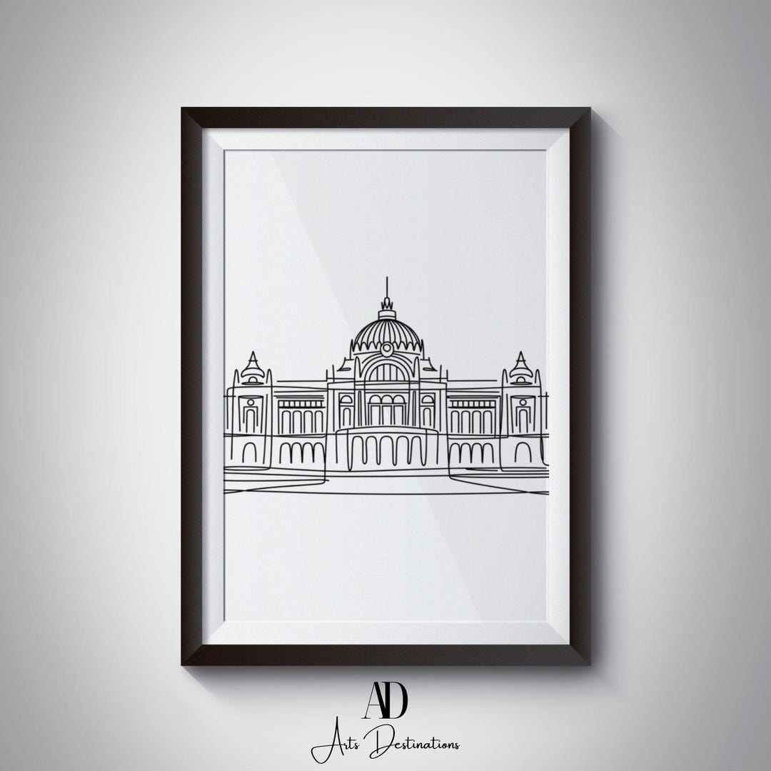 Palacio De Bellas Artes One Line Art – Minimalist White Background ...