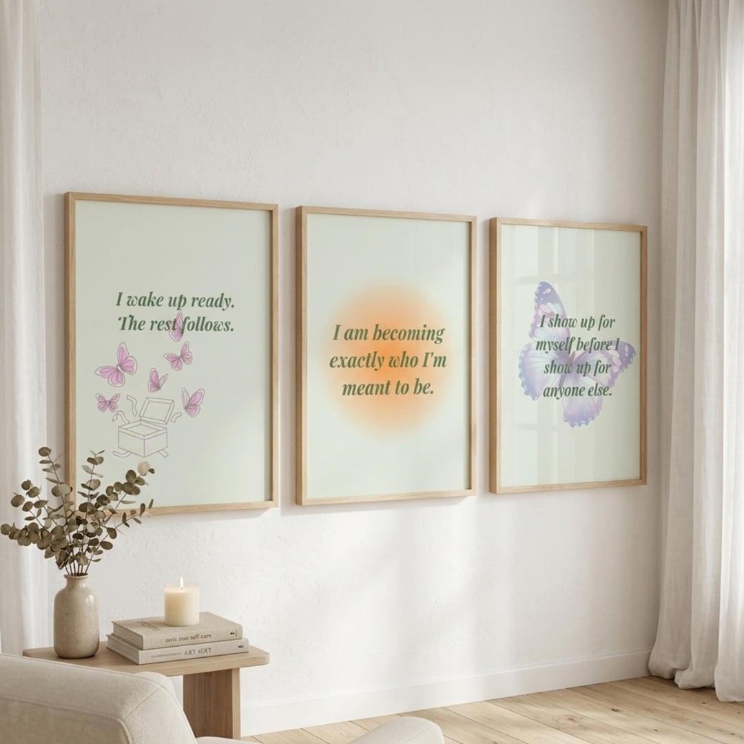 12 Sage Green Morning Affirmation Prints Bundle | Positive Quotes Wall ...