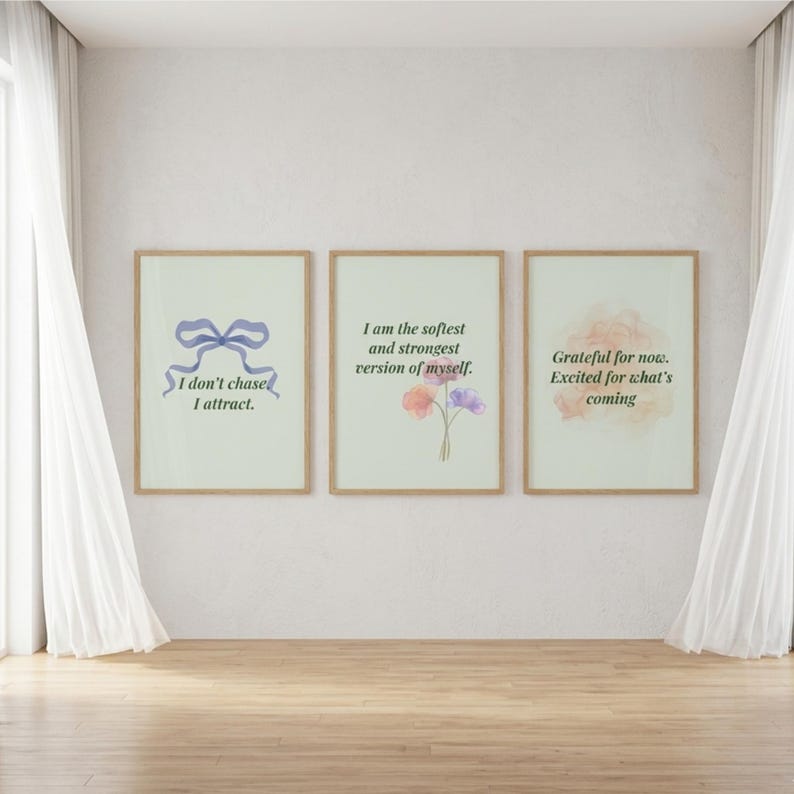 12 Sage Green Morning Affirmation Prints Bundle | Positive Quotes Wall ...