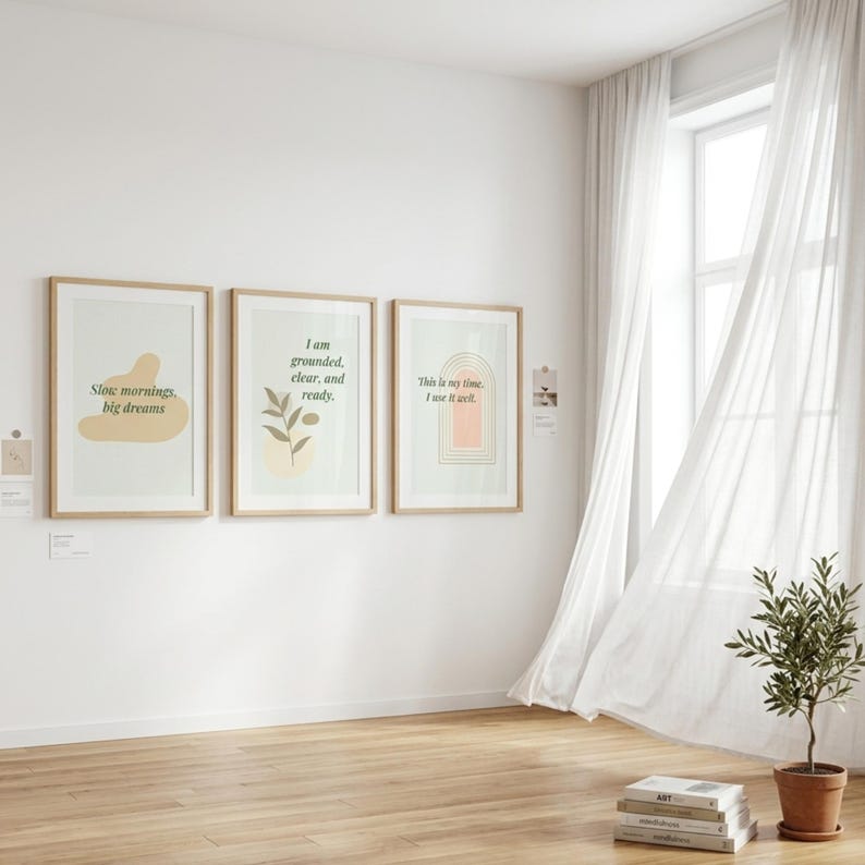 12 Sage Green Morning Affirmation Prints Bundle | Positive Quotes Wall ...