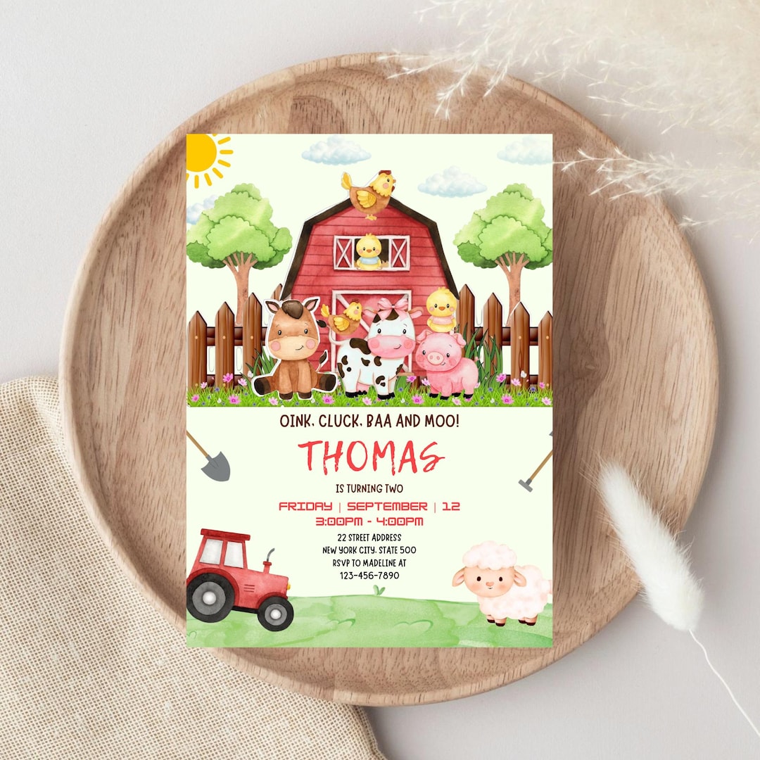 Editable Farm Birthday Invitation, Farm Boy Birthday Invite, Ranch Kids ...