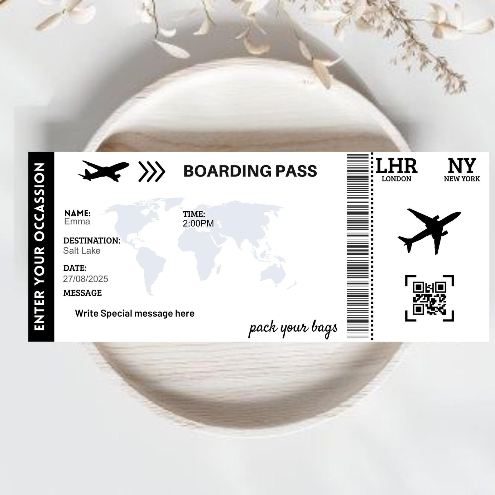 Editable Surprise Boarding Pass, Canva Boardingpass Template, Vacation ...