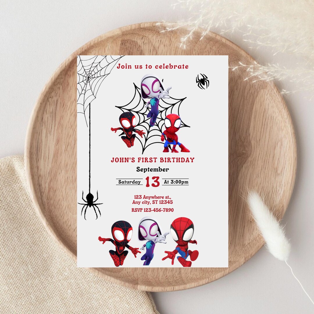 Spidey and His Amazing Friends Birthday Invitation, Editable Superhero ...