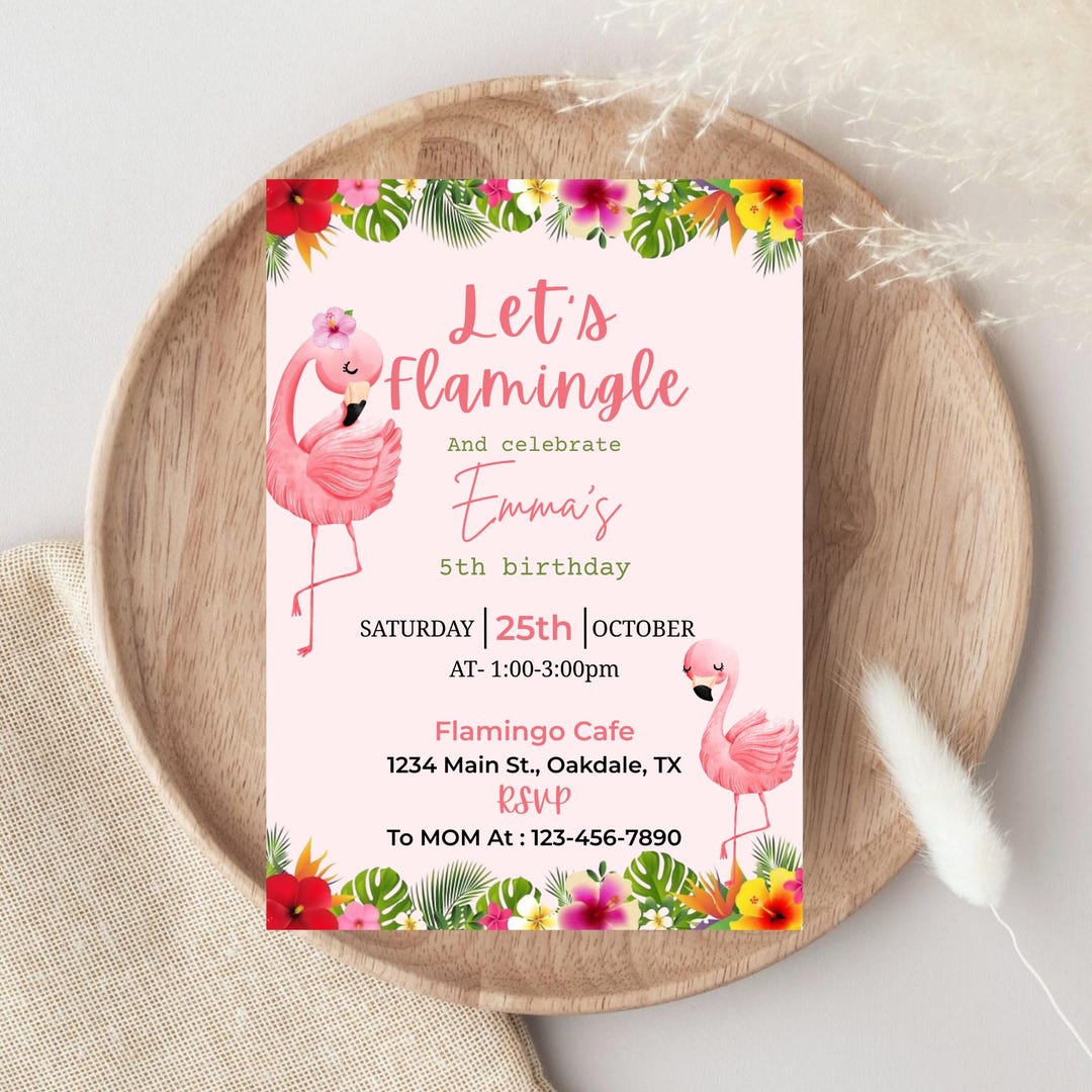 Flamingo Birthday Invitation Template, Flamingle Invitation, Pink ...