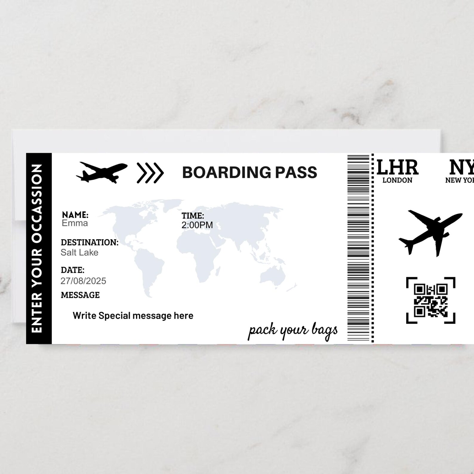 Editable Surprise Boarding Pass, Canva Boardingpass Template, Vacation ...
