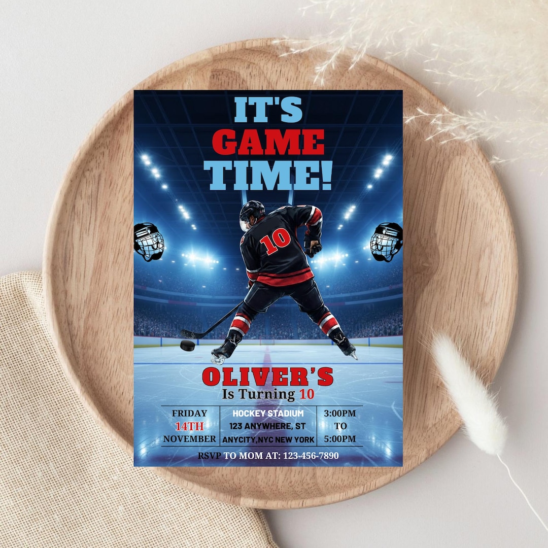 Ice Hockey Birthday Invitation, Kids Hockey Birthday Party, Ice Hockey ...