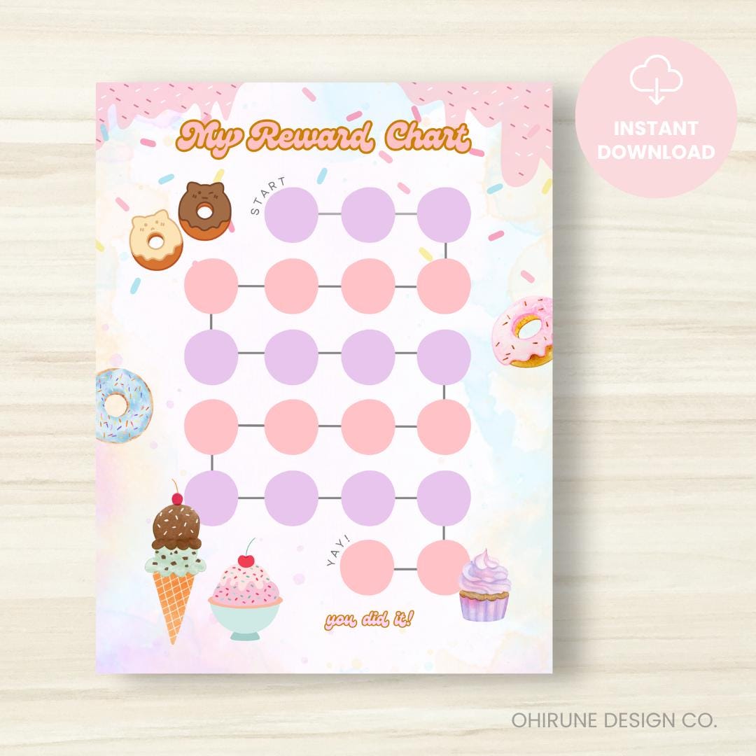 Donuts & Ice Cream Reward Chart: Potty Training for Girls (digital ...