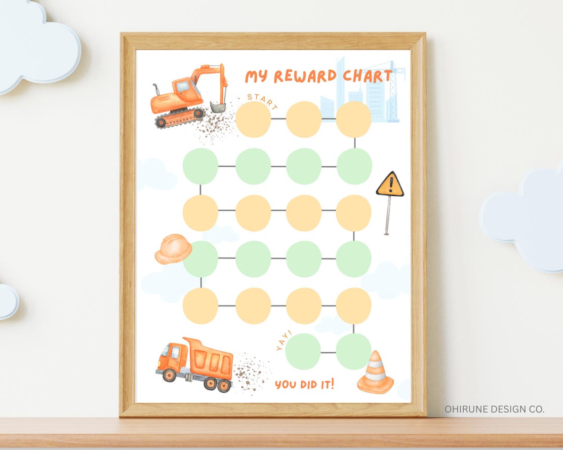 Construction Vehicle Reward Chart, Potty/chore Training (digital ...