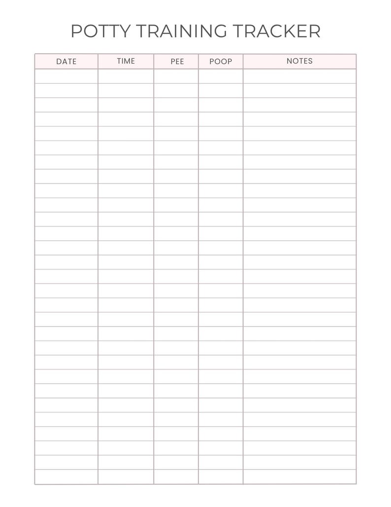 Printable Potty Training Tracker: Minimalist Chart (digital Download ...