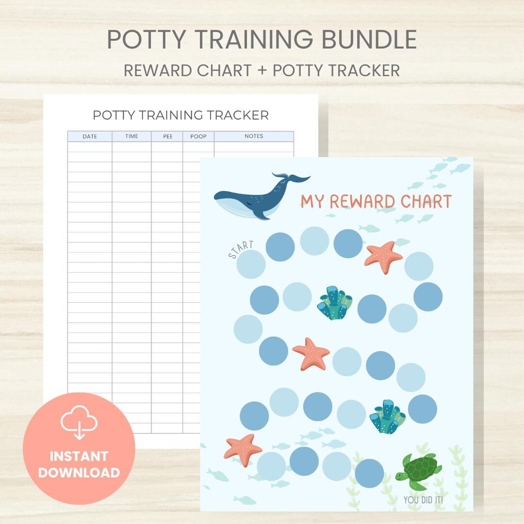 Potty Training Bundle | Toddler Reward Chart (underwater/ocean) + Potty ...
