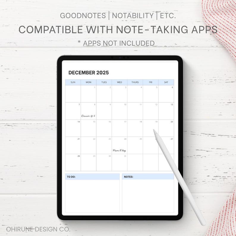 DECEMBER 2025 Calendar (digital Download) - Printable Monthly Planner ...