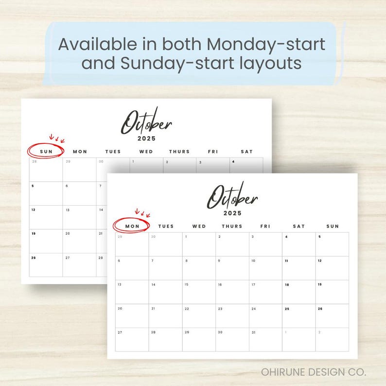 Printable PDF October 2025 Monthly Calendar - Simple Planner for Home ...