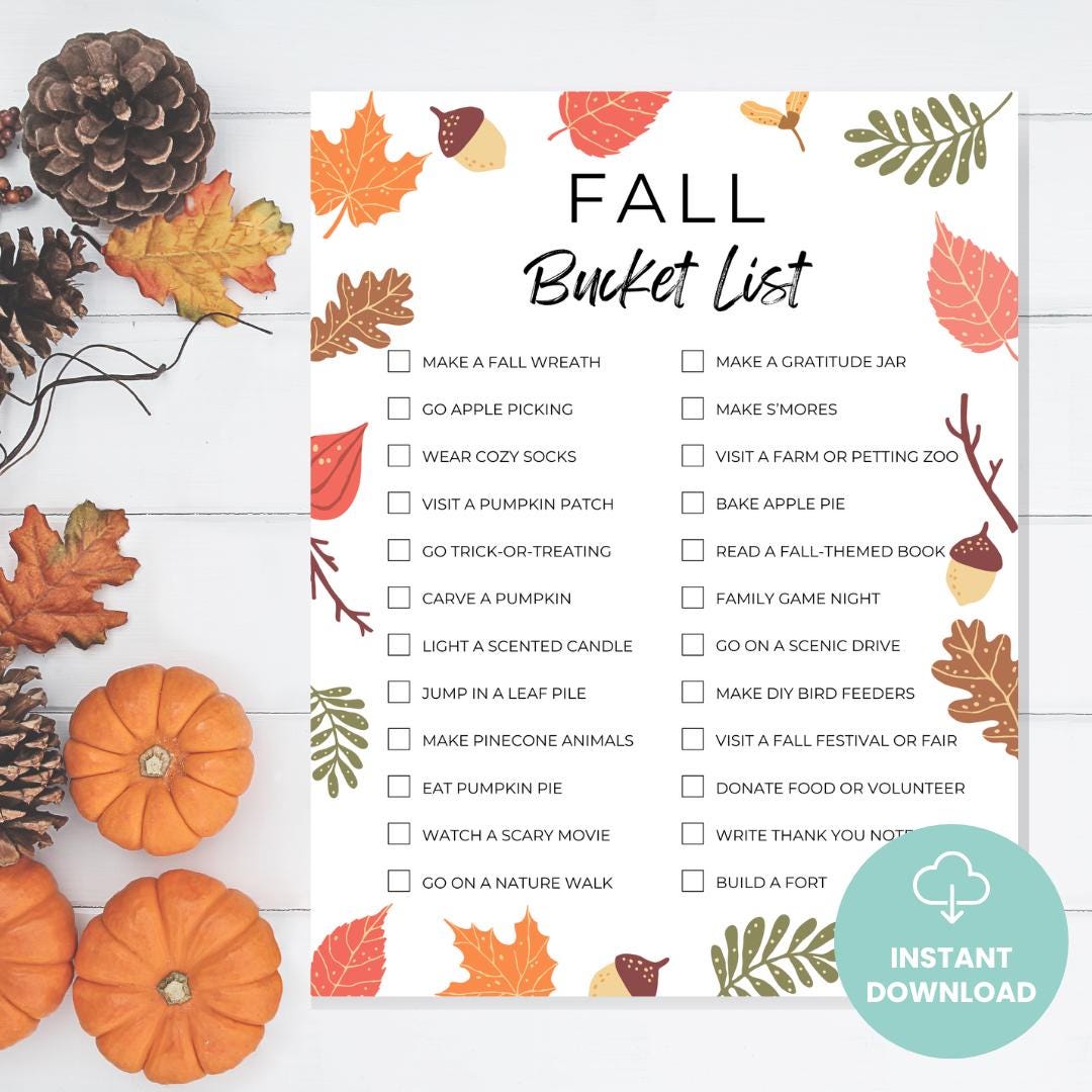 Fall Bucket List Printable: Autumn Activities for Kids and Toddlers ...