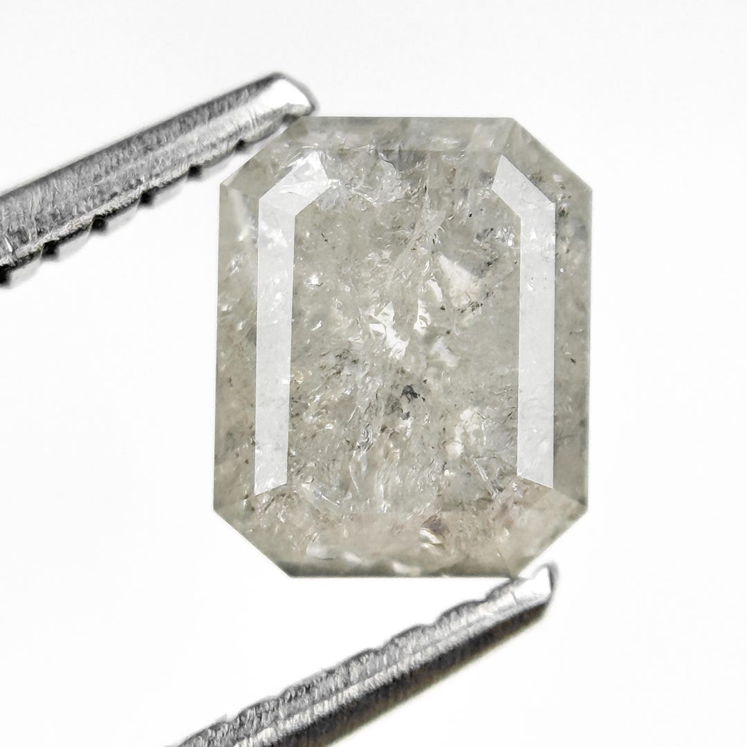 1.27 Ct Icy Grey Emerald Shape Step Cut Natural Diamond Loose, Fancy ...