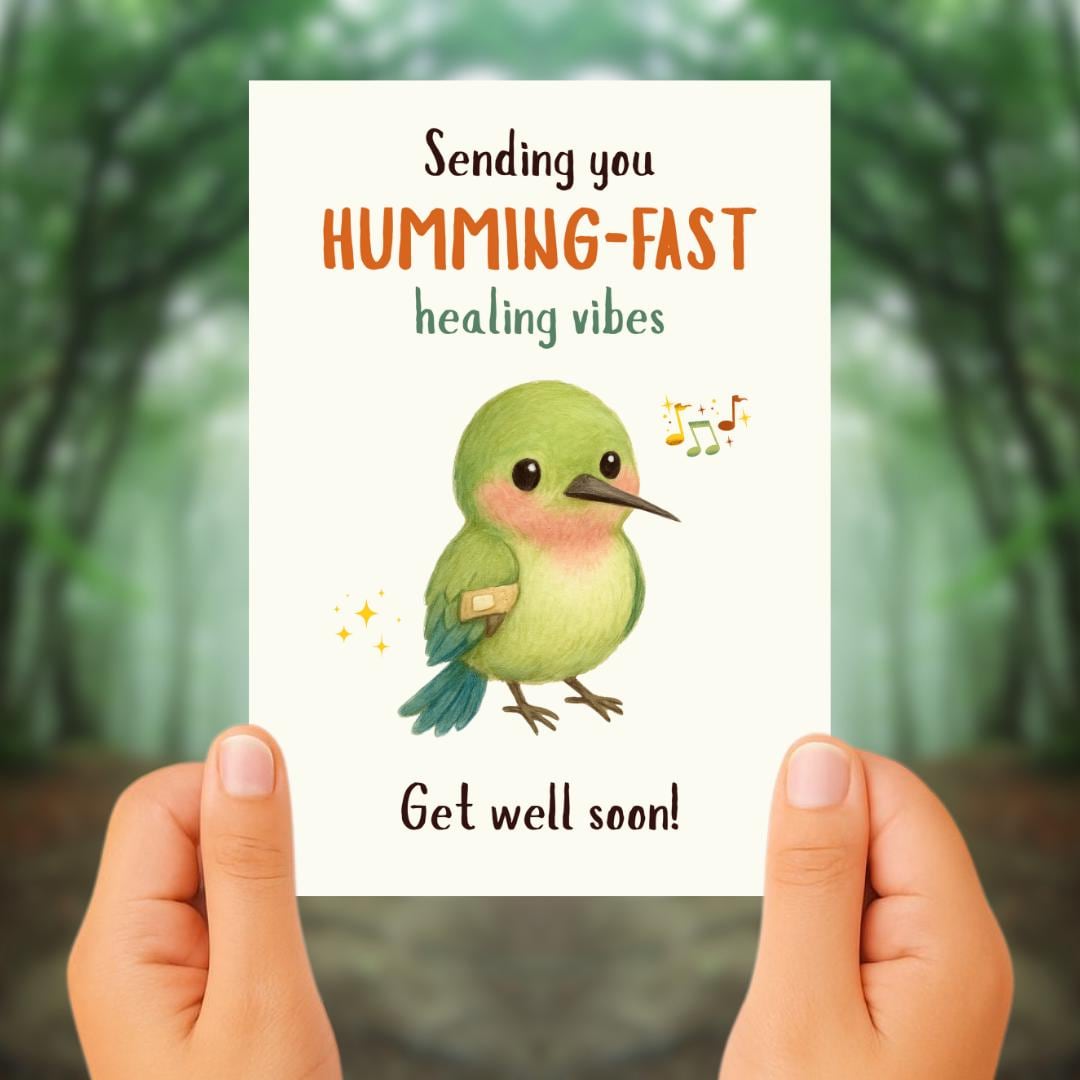 Cute Get Well Card - Printable - Humming-fast Healing - Get Well Soon ...