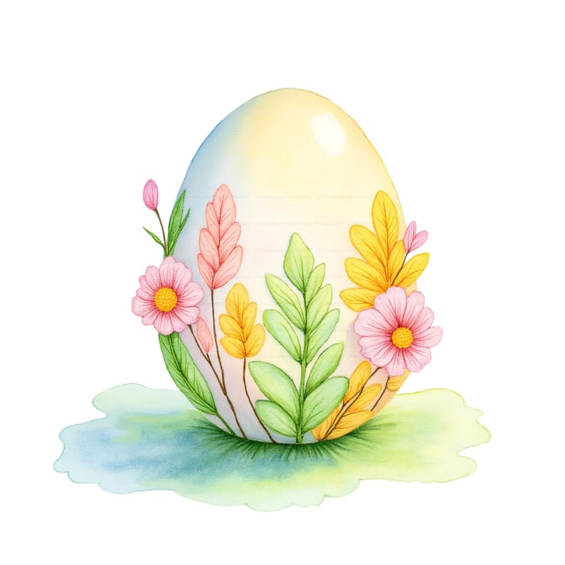 10 Watercolor Easter Egg Clipart Bundle: Pastel PNG Graphics for Spring ...