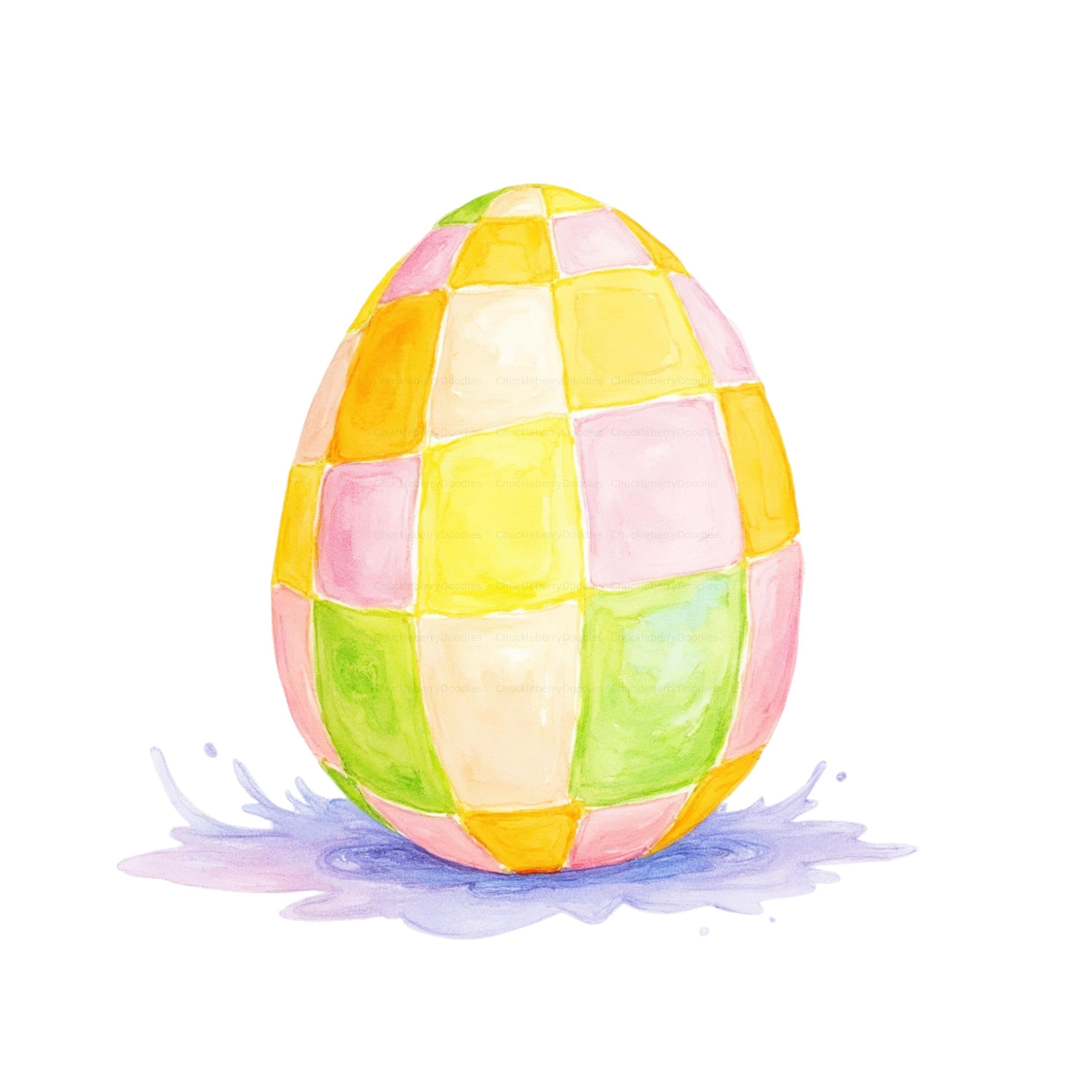 10 Watercolor Easter Egg Clipart Bundle: Pastel PNG Graphics for Spring ...