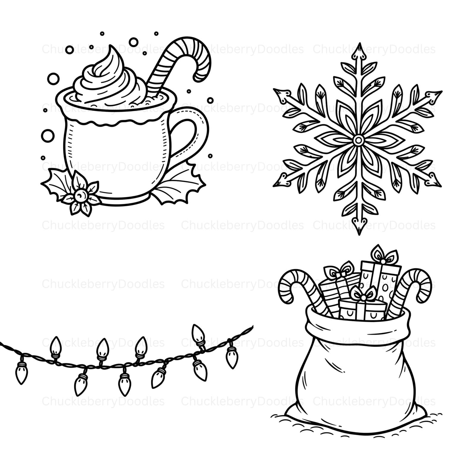 Christmas Line Art Clipart – Festive Holiday Outline (42 Pngs) - Etsy