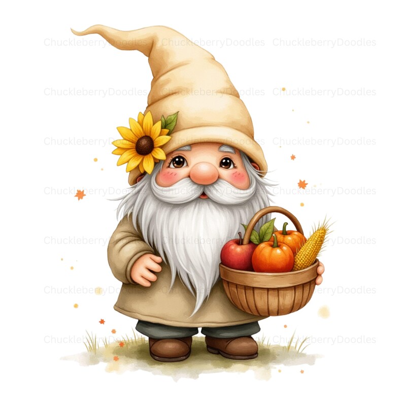 Fall Gnomes Clipart : Autumn PNG Set, Watercolor Pumpkin Graphics ...