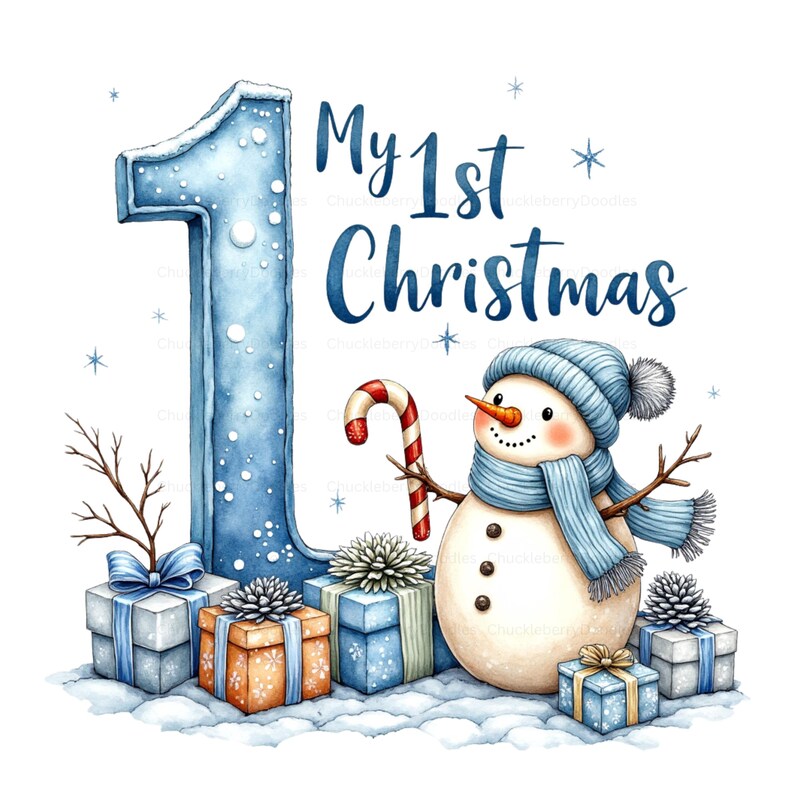 11 Watercolor My First Christmas Clipart – Baby Holiday PNG Bundle ...