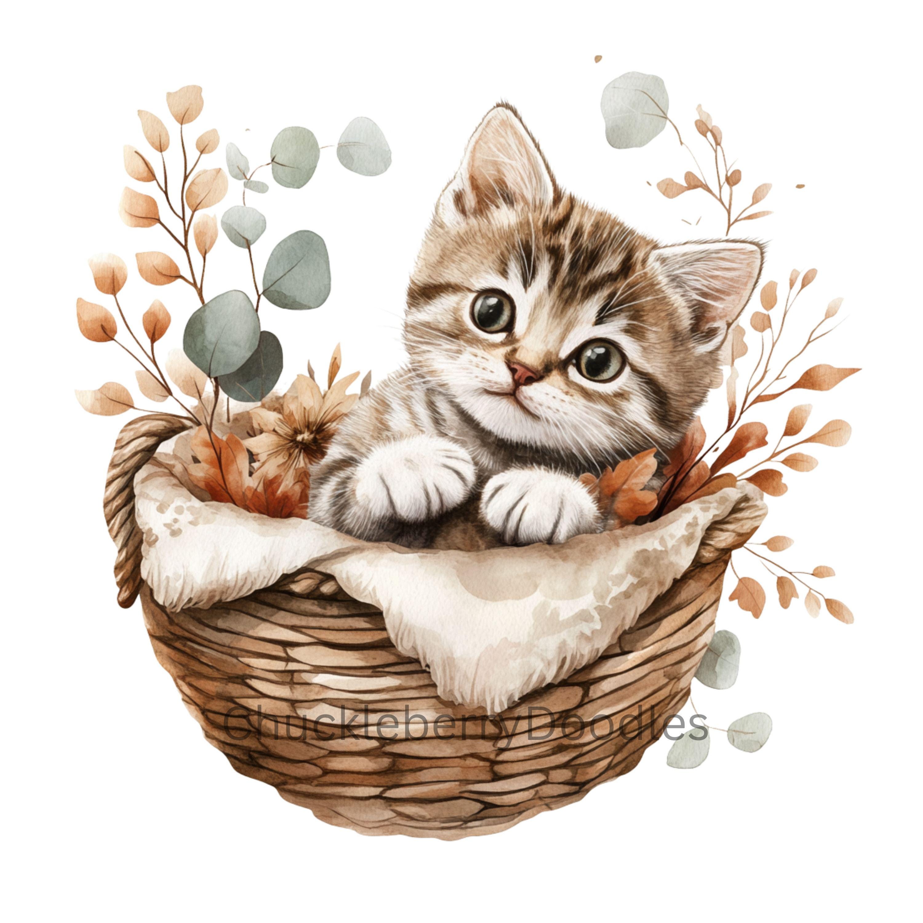 15 Fall Kitten Clipart PNG Bundle - Cute Autumn Cats Digital Art - Cozy ...