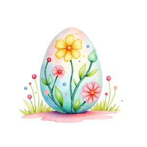 10 Watercolor Easter Egg Clipart Bundle: Pastel PNG Graphics for Spring ...