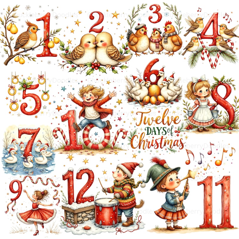12 Days Christmas Clip Art - Etsy
