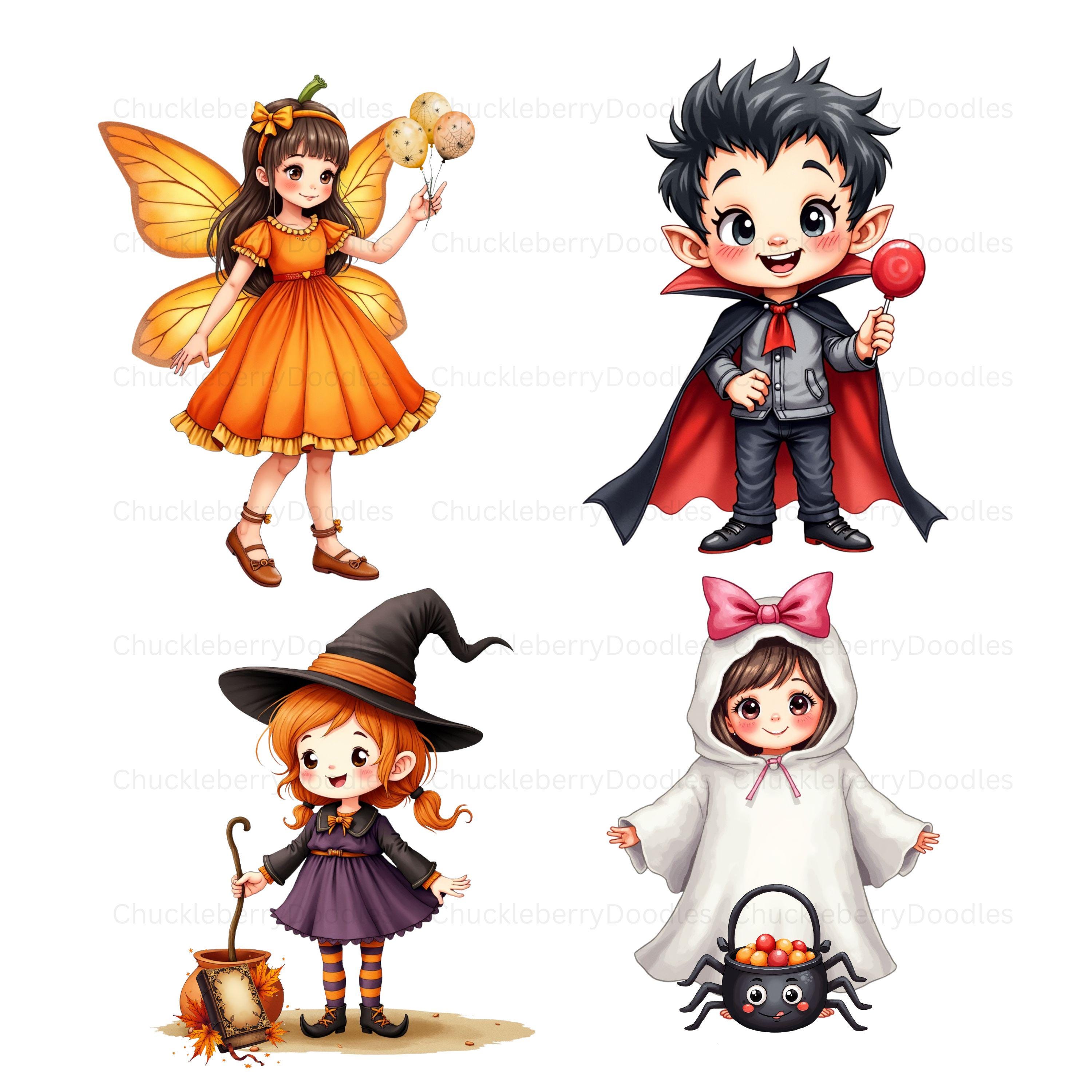 30 Kids Halloween Clipart PNG Bundle : Trick or Treat Graphics Cute ...