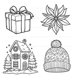 Christmas Line Art Clipart – Festive Holiday Outline (42 Pngs) - Etsy