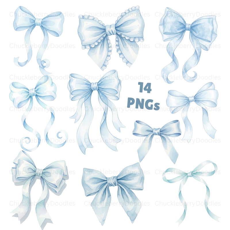 Blue Ribbons & Bow Clipart - Etsy UK