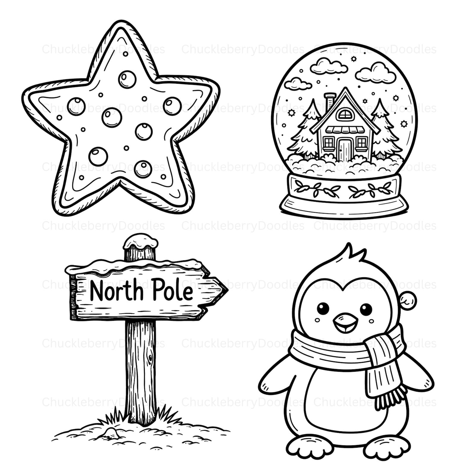 Christmas Line Art Clipart – Festive Holiday Outline (42 Pngs) - Etsy