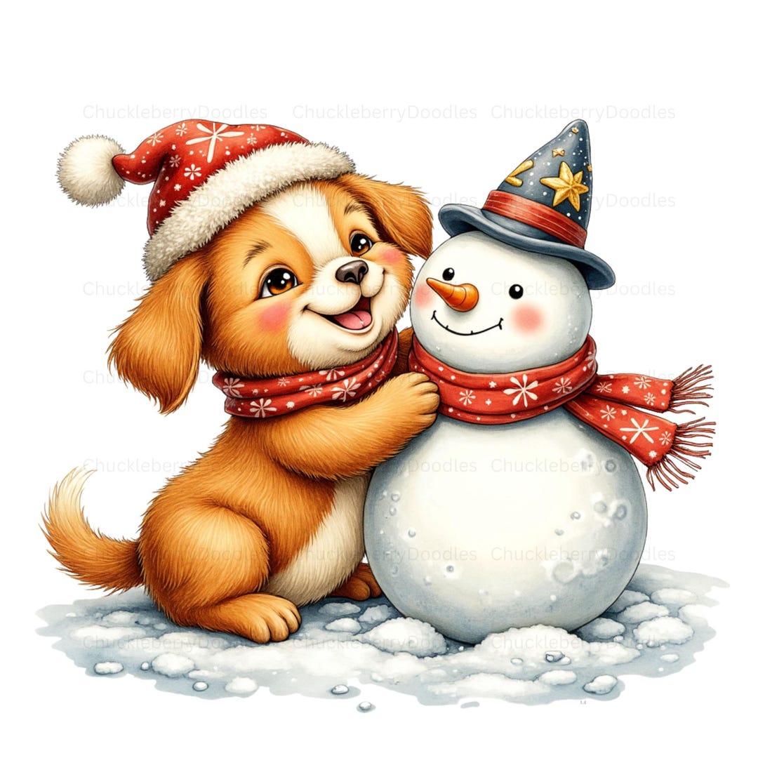 20 Watercolor Christmas Dogs Clipart Set – Holiday Puppy Illustrations ...