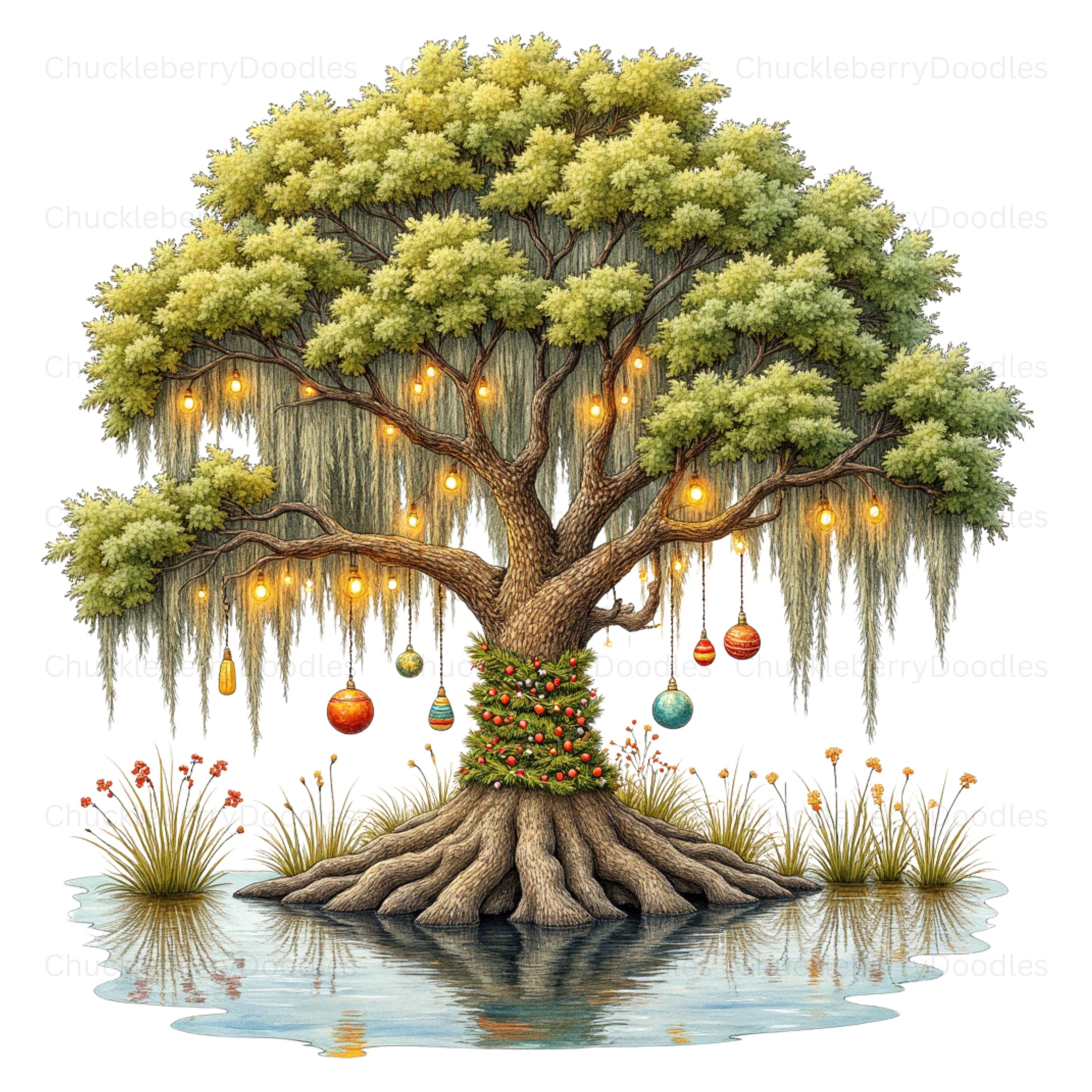 Watercolor Cajun Christmas Clipart Set - Louisiana Holiday ...