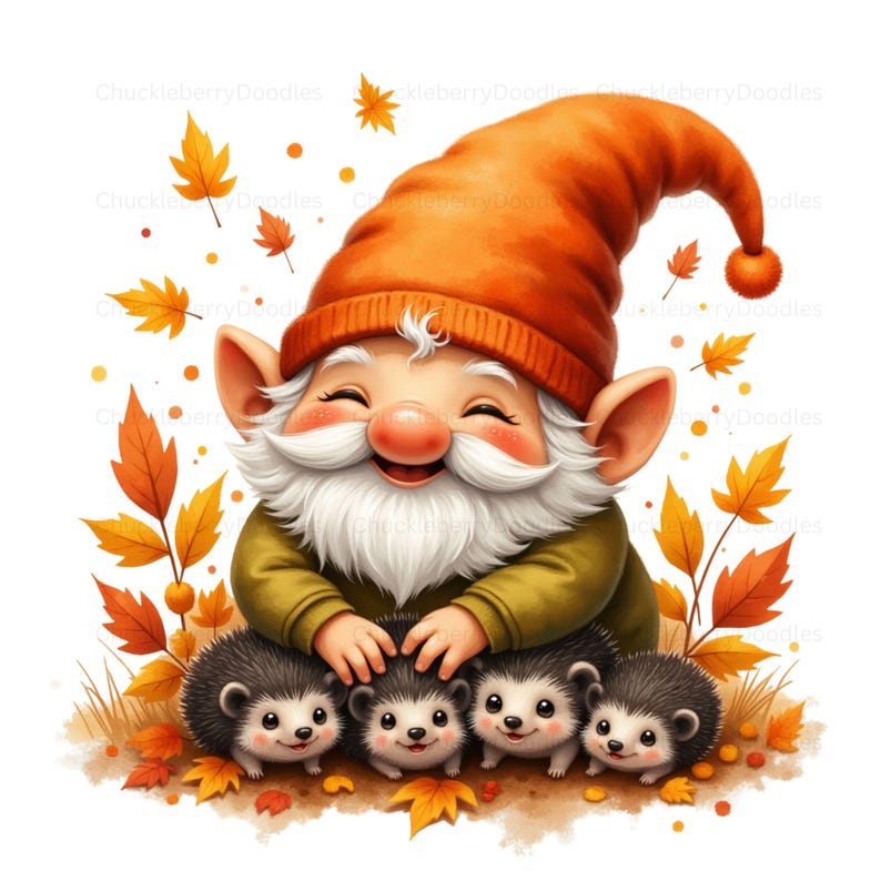 Fall Gnomes Clipart : Autumn PNG Set, Watercolor Pumpkin Graphics ...
