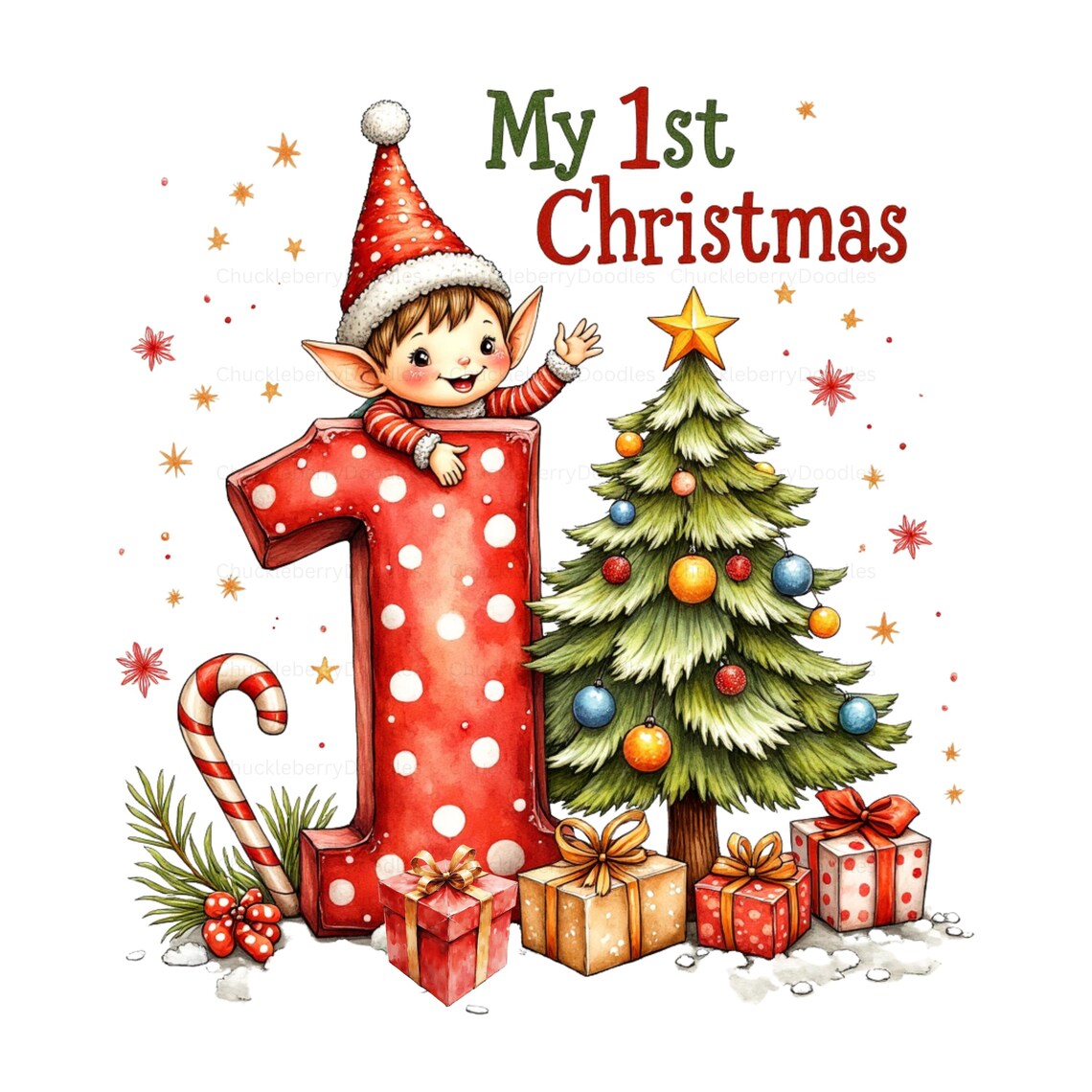 11 Watercolor My First Christmas Clipart – Baby Holiday PNG Bundle ...