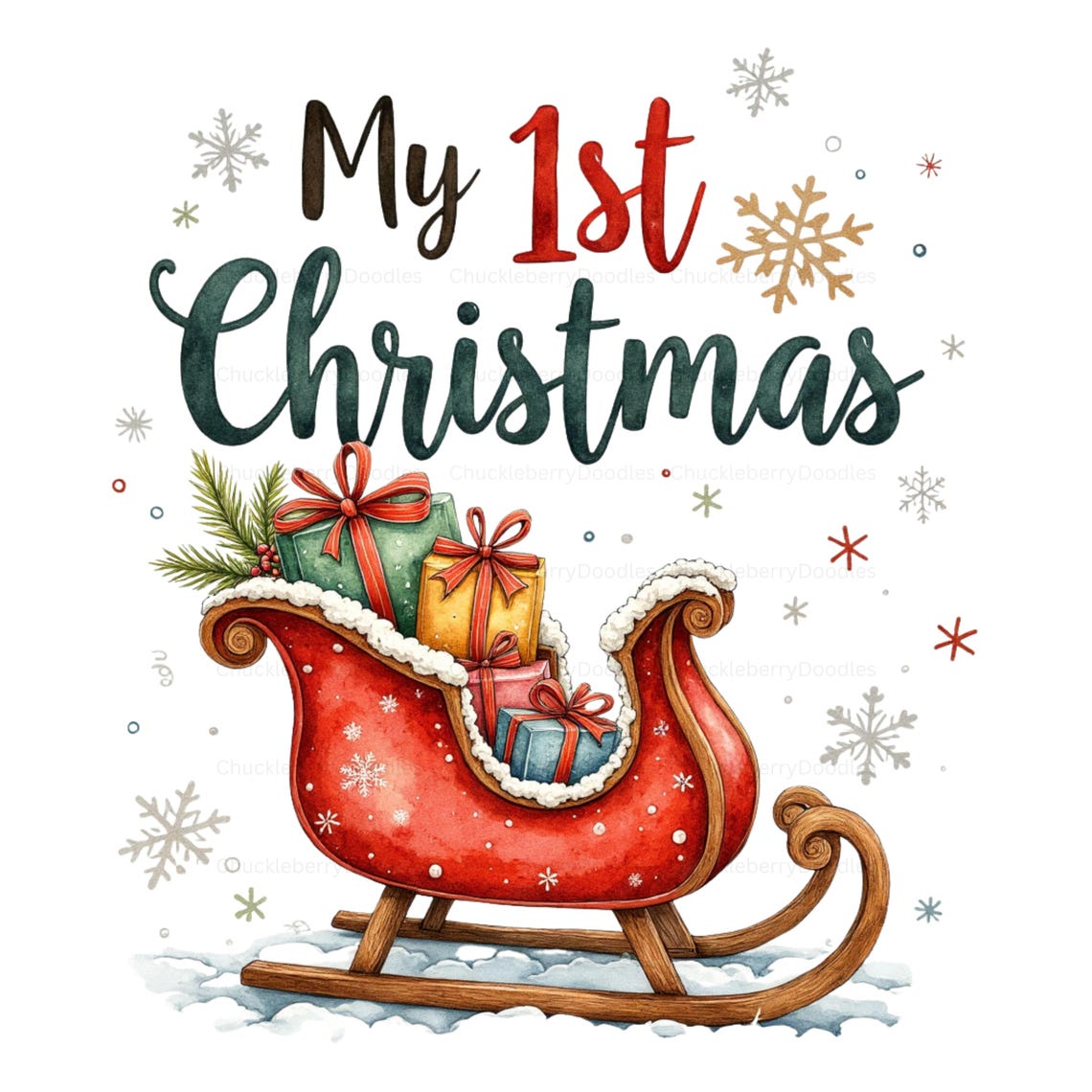 11 Watercolor My First Christmas Clipart – Baby Holiday PNG Bundle ...