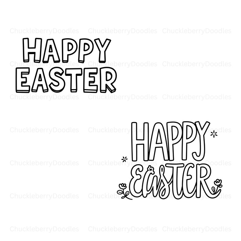 Minimalist Easter Clipart Lineart (26 PNG) - Spring Bunny & Floral ...