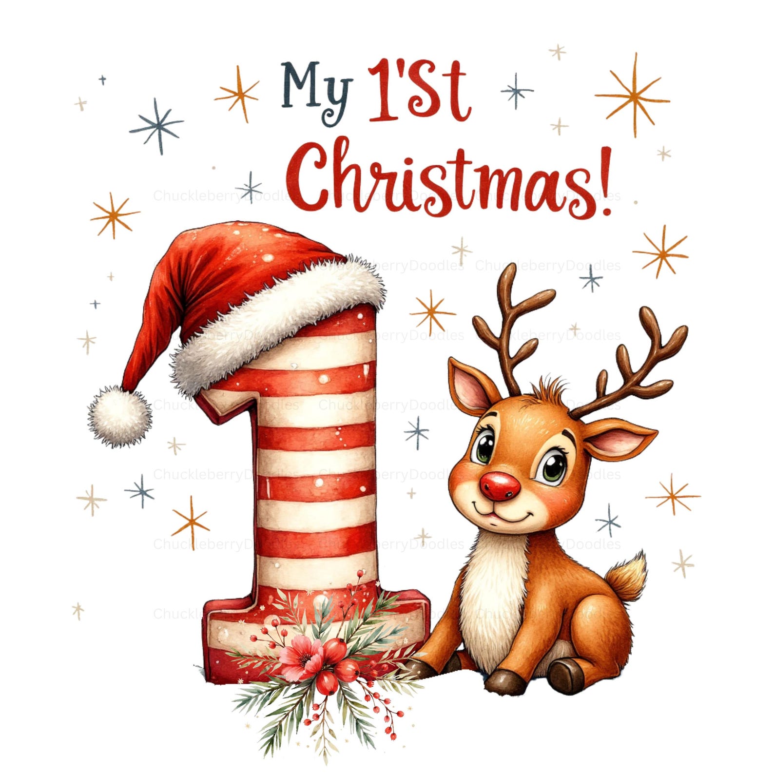11 Watercolor My First Christmas Clipart – Baby Holiday PNG Bundle ...