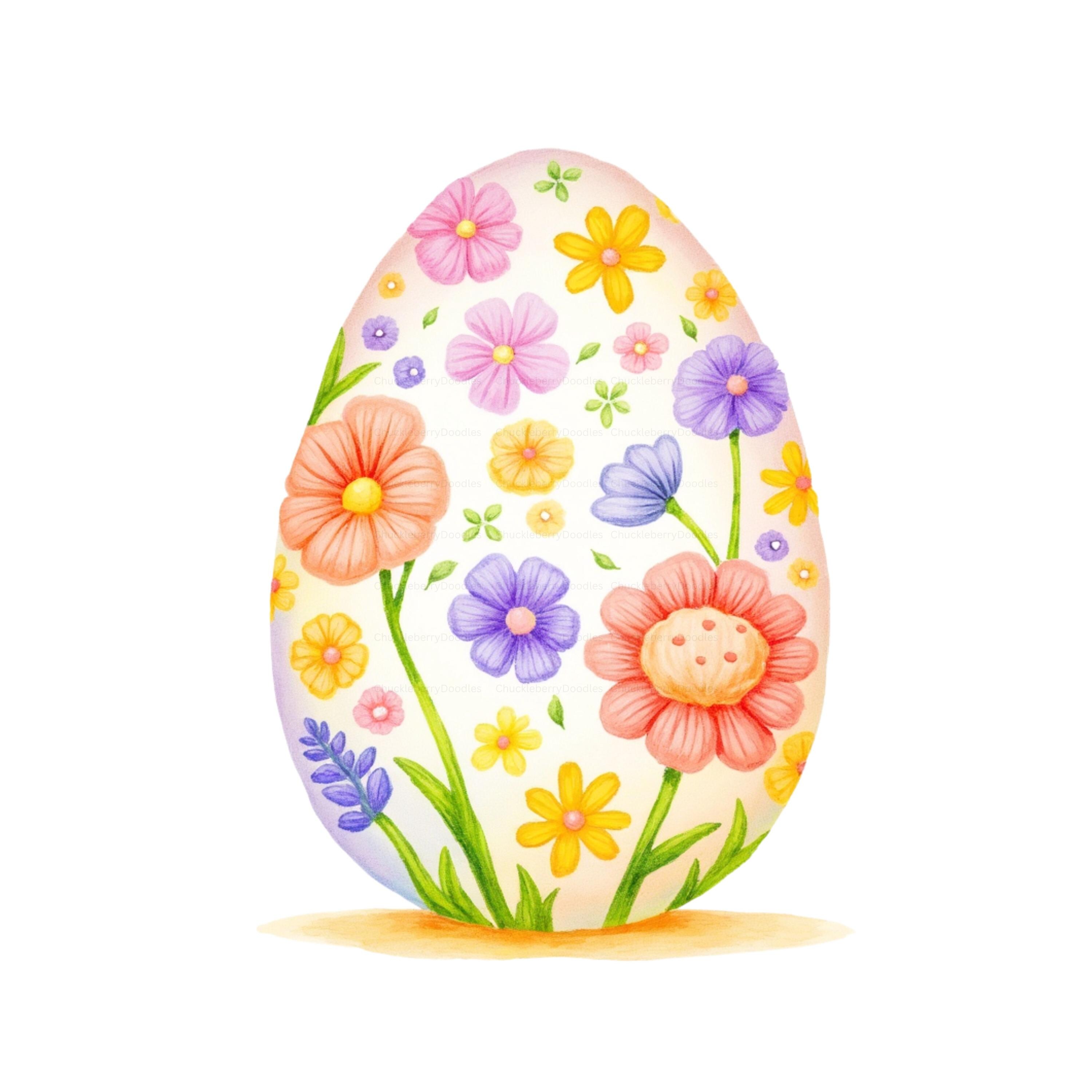 10 Watercolor Easter Egg Clipart Bundle: Pastel PNG Graphics for Spring ...