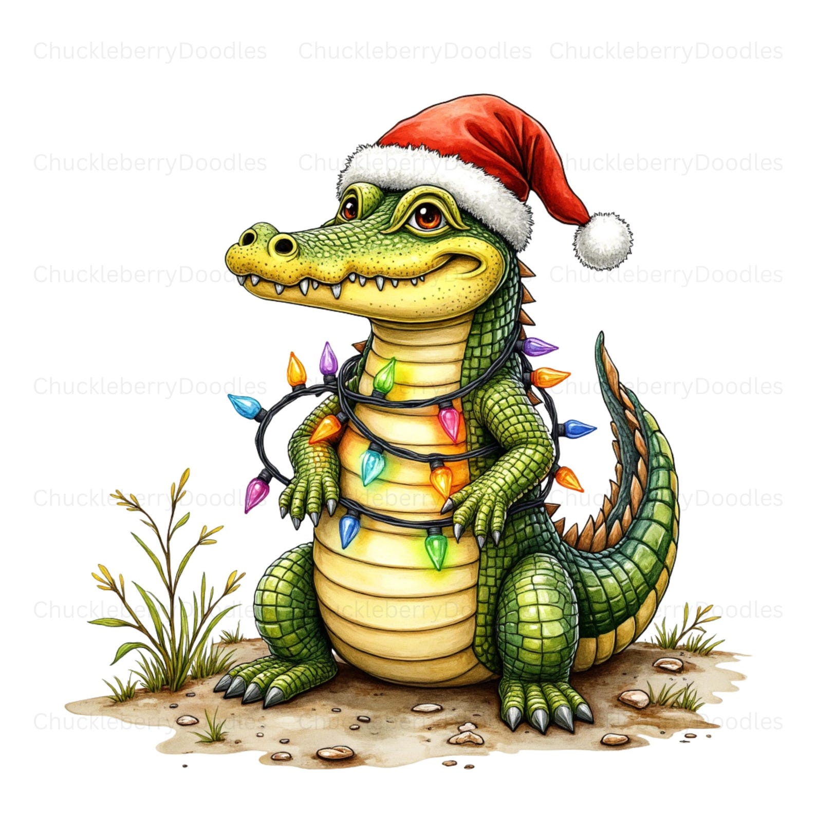 Watercolor Cajun Christmas Clipart Set - Louisiana Holiday ...