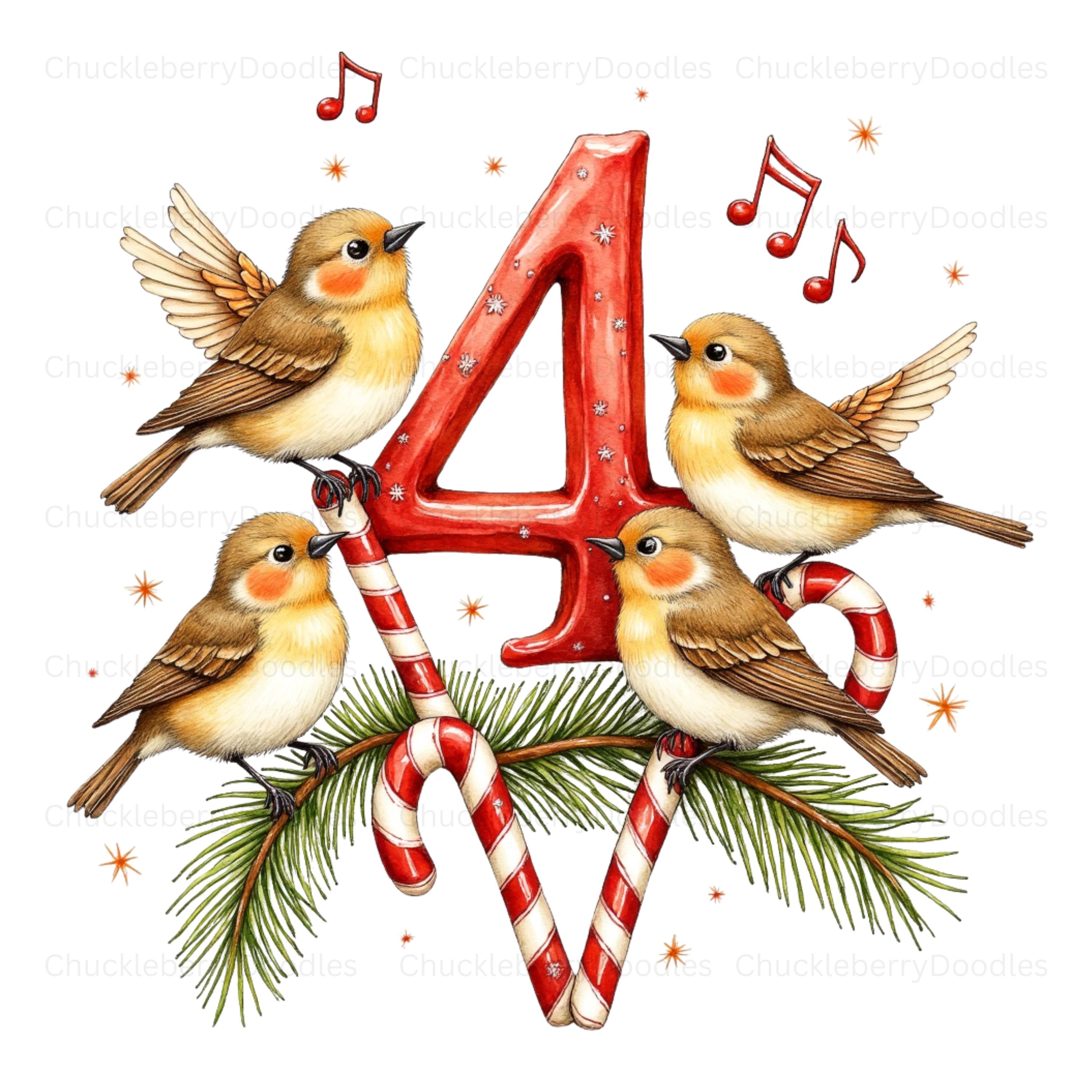 12 Days of Christmas Clipart PNG Bundle - Watercolor Holiday ...