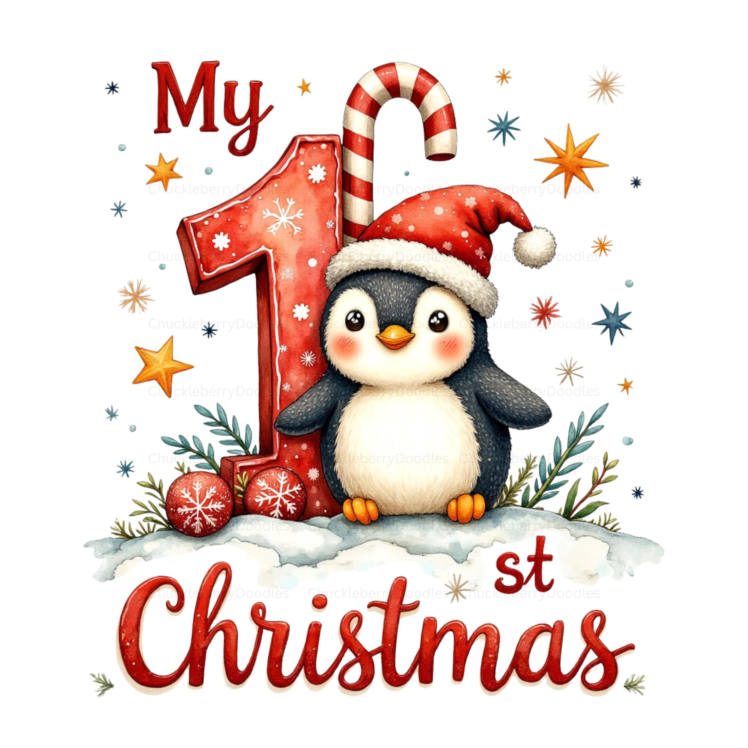 11 Watercolor My First Christmas Clipart – Baby Holiday PNG Bundle ...