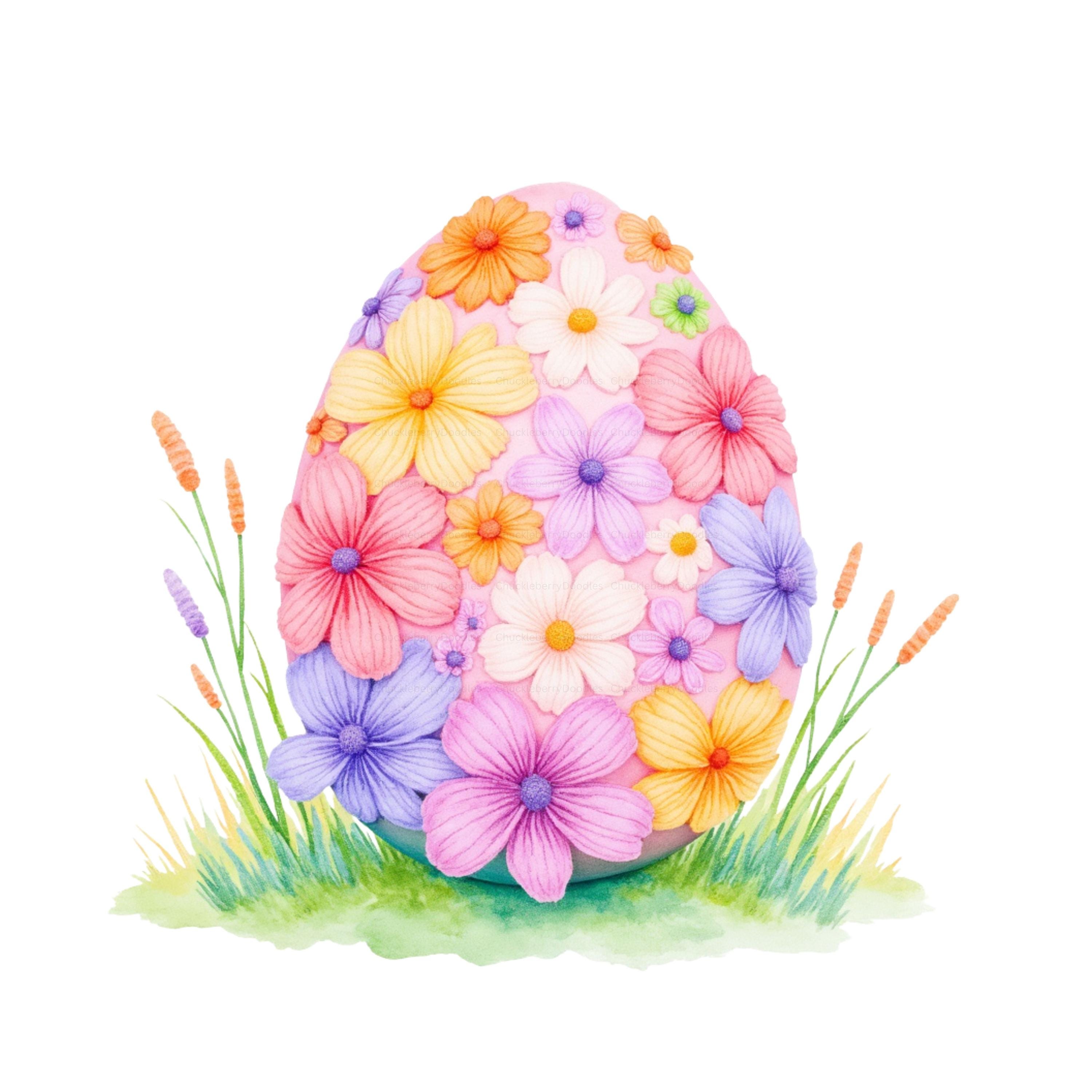 10 Watercolor Easter Egg Clipart Bundle: Pastel PNG Graphics for Spring ...
