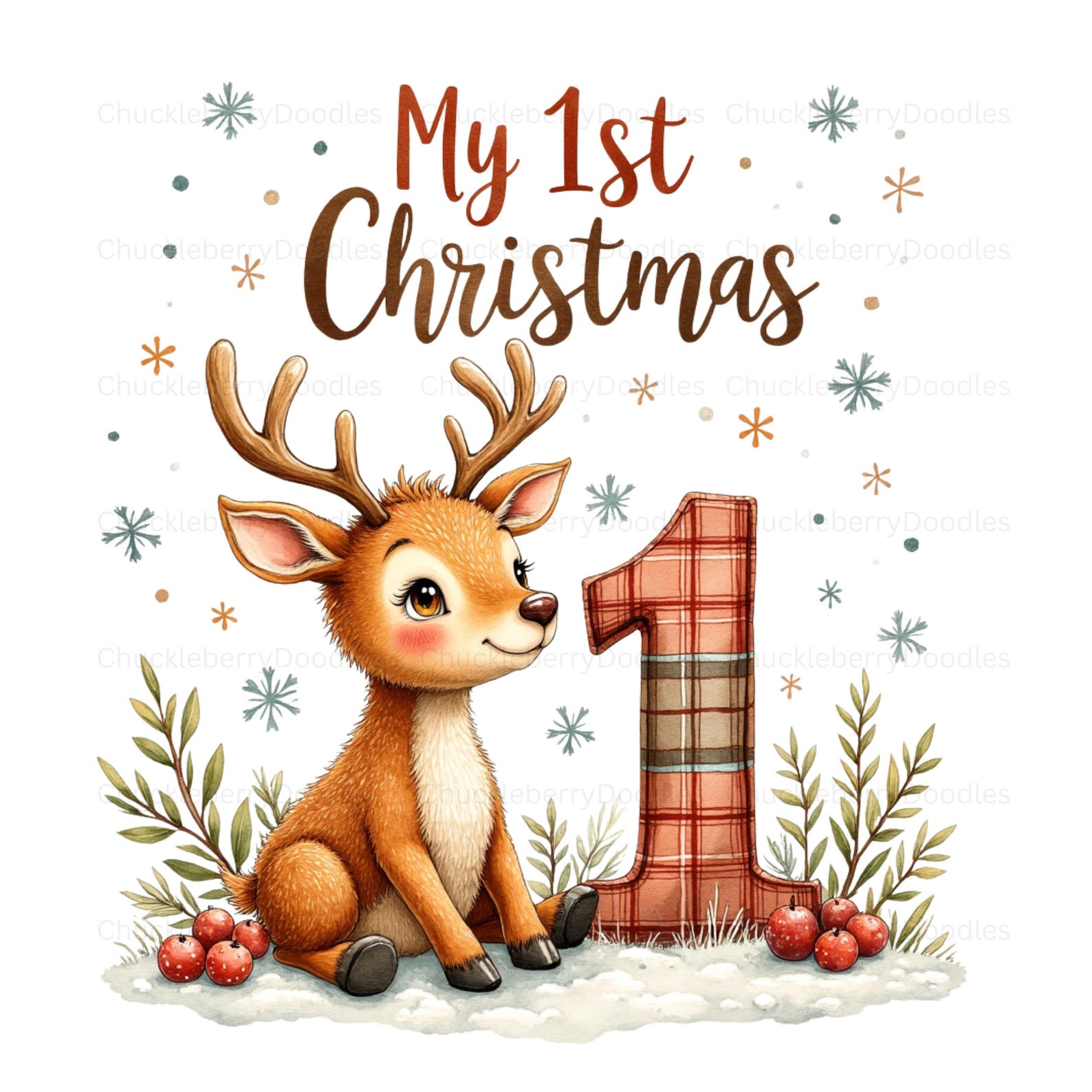18 Watercolor My 1st Christmas Clipart Set – Baby Xmas PNG (digital ...