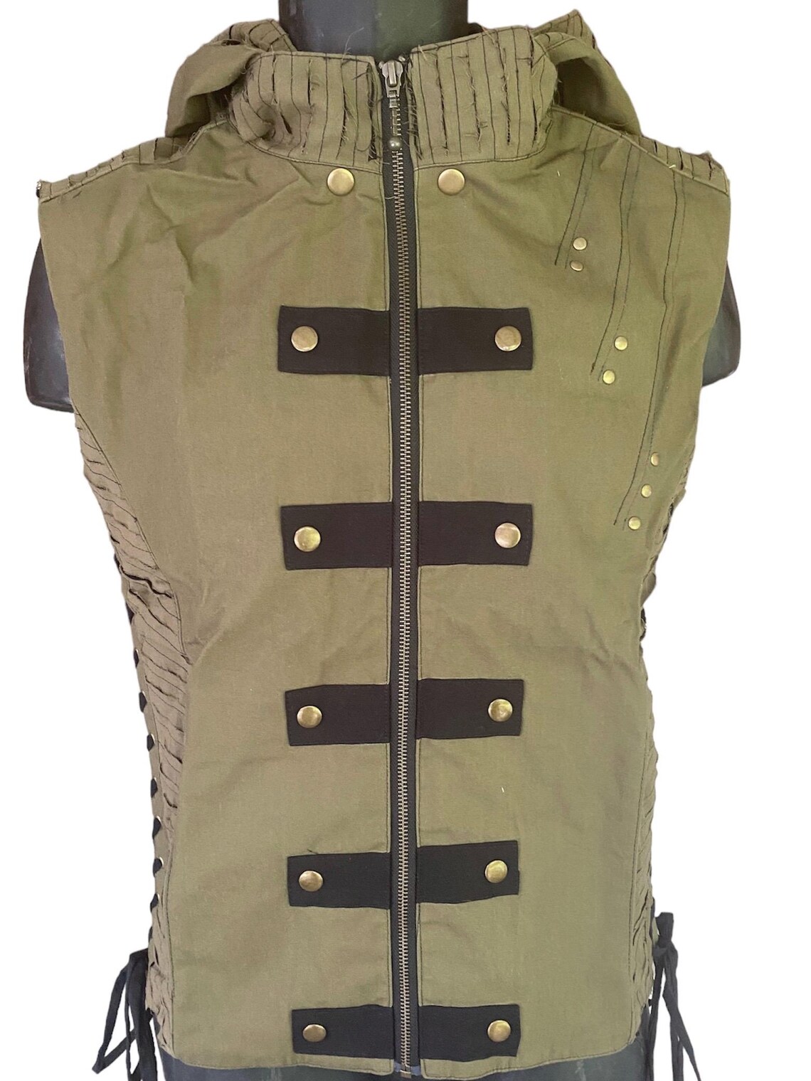 Men's Festival Space Vest W Detachable Hood & Side Lacing - Steampunk ...