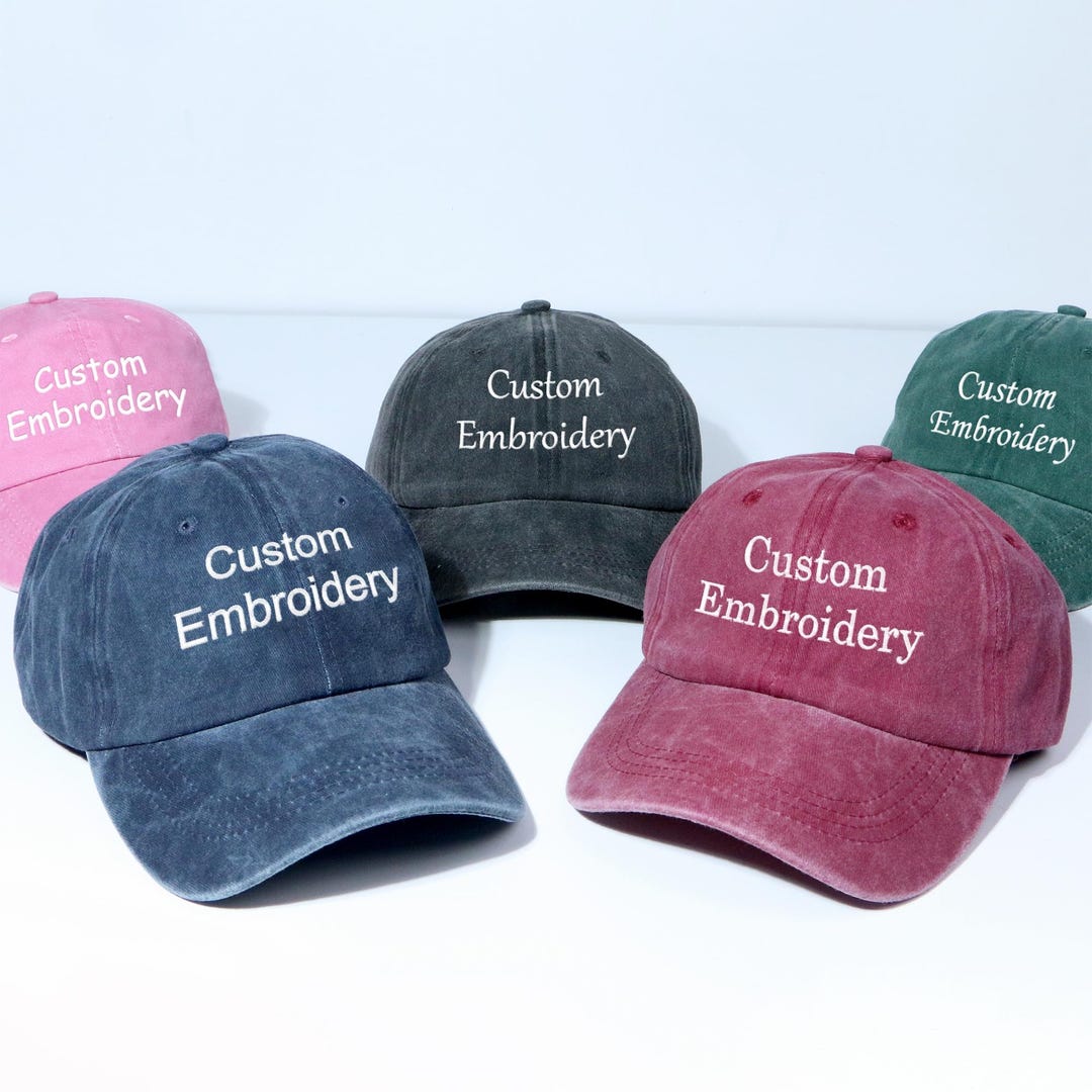 Personalized Embroidered Cotton Baseball Cap: Custom Text & Logo - Etsy